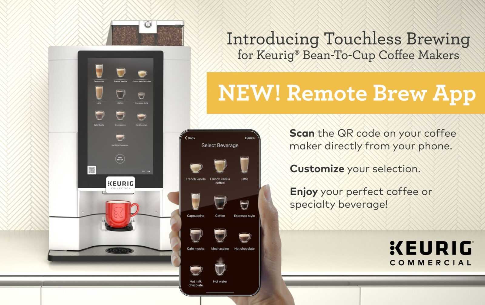 Keurig Commercial touchless brewing on coffee makers for workplaces